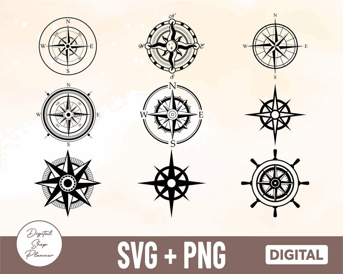 Compass Svg Compass Dxf Compass Bundle Svg Nautical Compass - Etsy