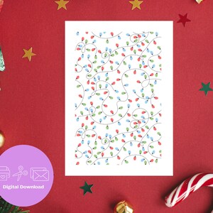 Printable Christmas Lights Card, Christmas Lights, Colorful Holiday ...