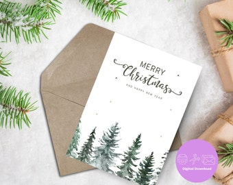 Printable Christmas Lights Card, Christmas Lights, Colorful Holiday, Holiday Card, Greeting Card ...
