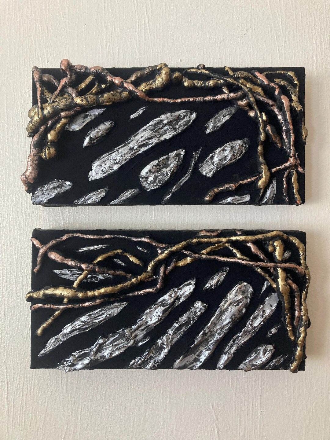 Geological Mixed Media Wall Sculpture | Textured Root and Fossil Relief ...