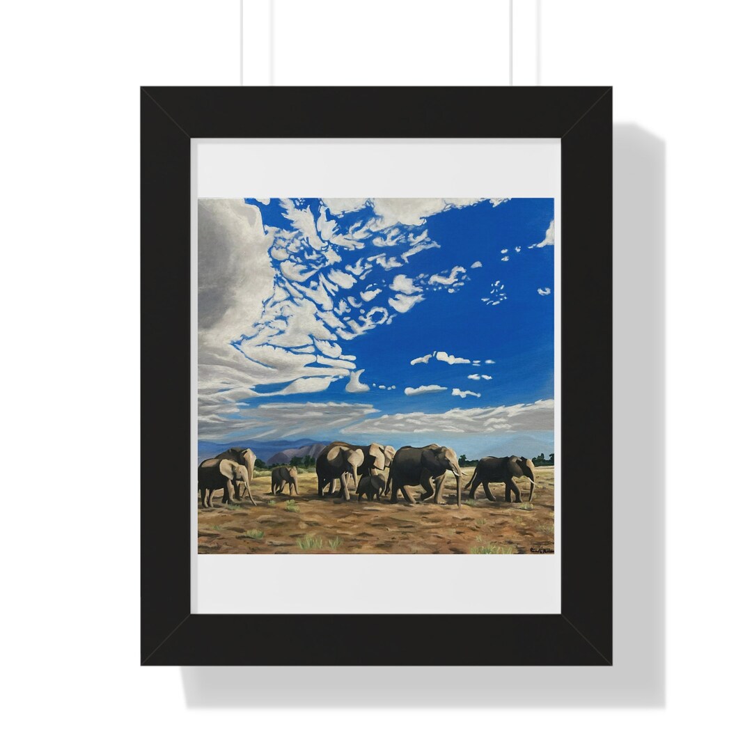 A Family of African Elephants Gallery Quality Art Print Original ...