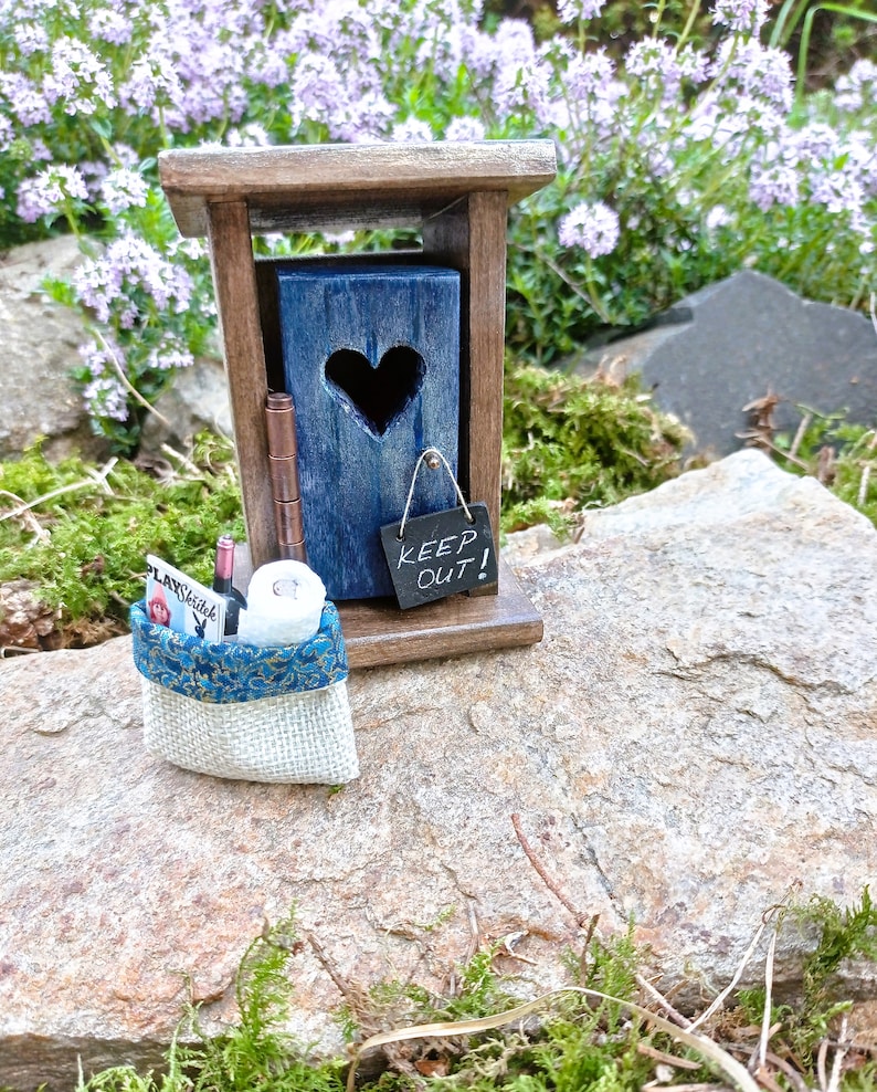 Wooden Outhouse for Gnomes, Miniature Fairy Garden, Wooden Toys ...