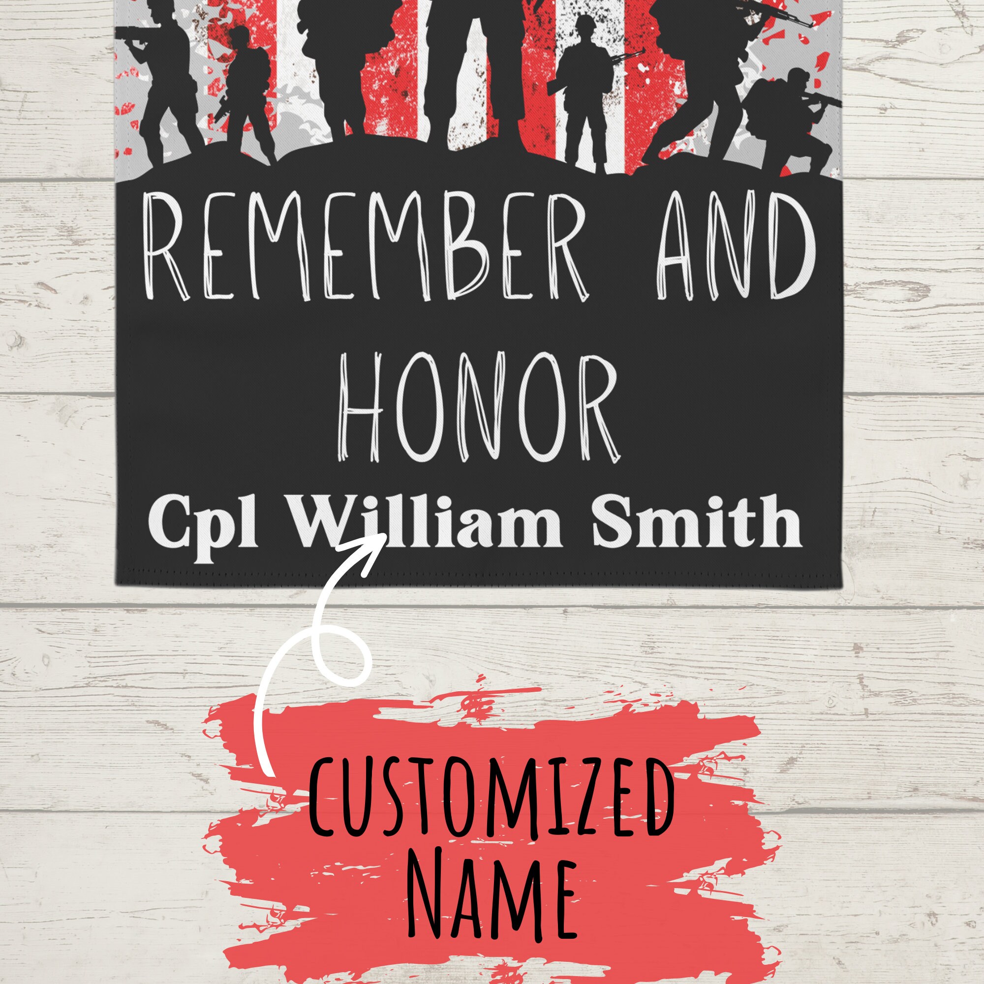 Personalized Memorial Day Flag American Flag Garden Flag Remember and ...