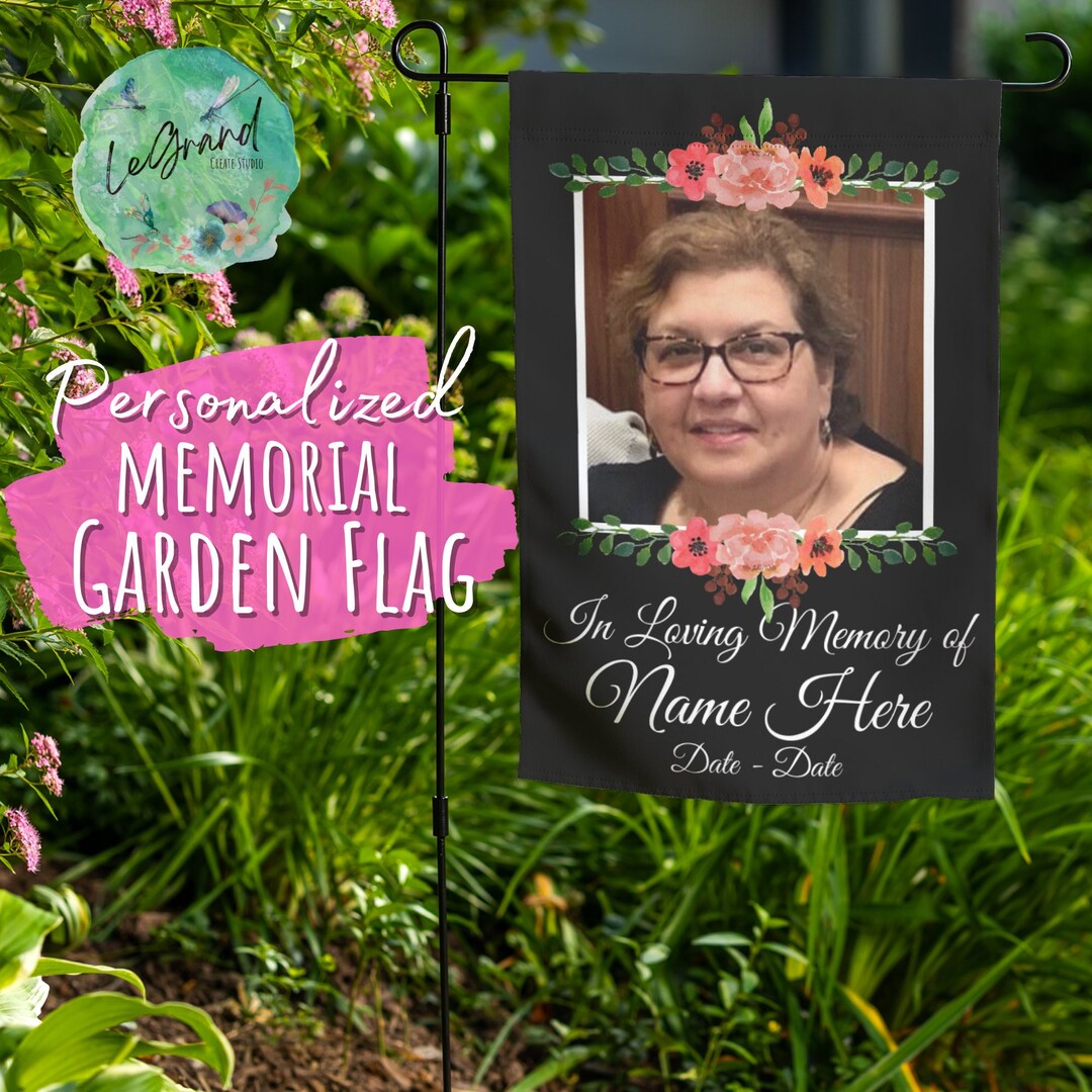 Cemetery Garden Flag in Memory of Custom Photo Garden Flag Remembrance ...
