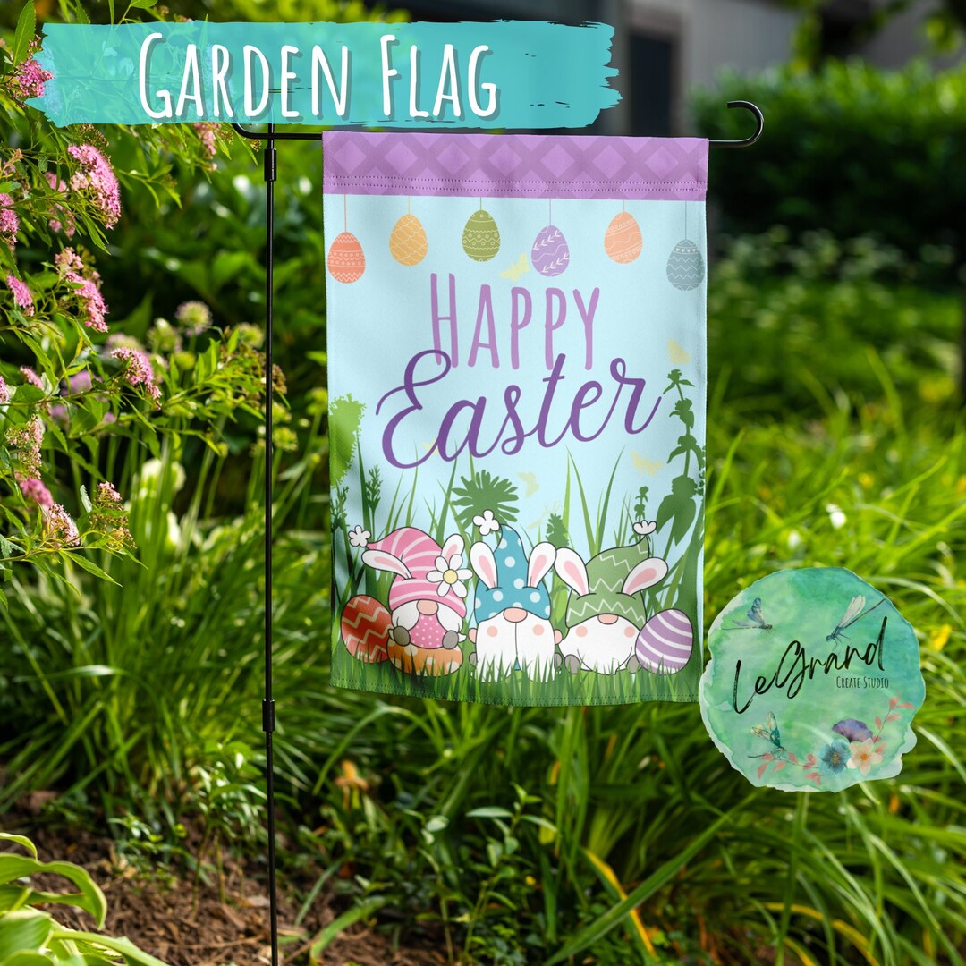 Happy Easter Gnomes Spring Welcome Garden Flag, Garden Gnome Flag for ...