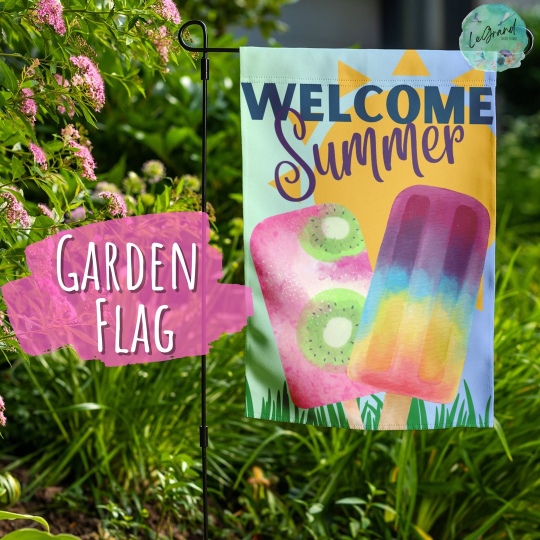 Summer Garden Flag With Popsicle Welcome Summertime Flag Gardener Gift ...