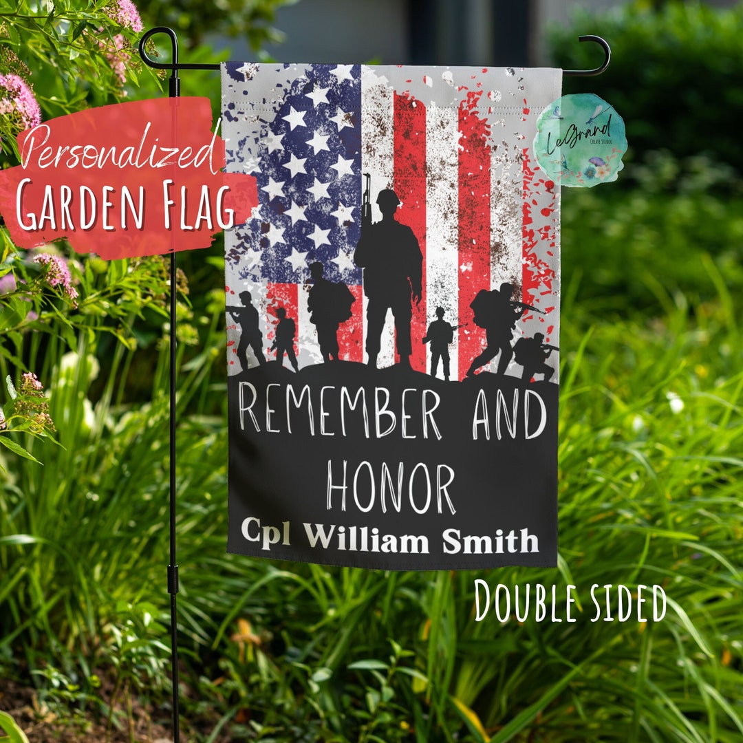 Personalized Memorial Day Flag American Flag Garden Flag Remember and ...