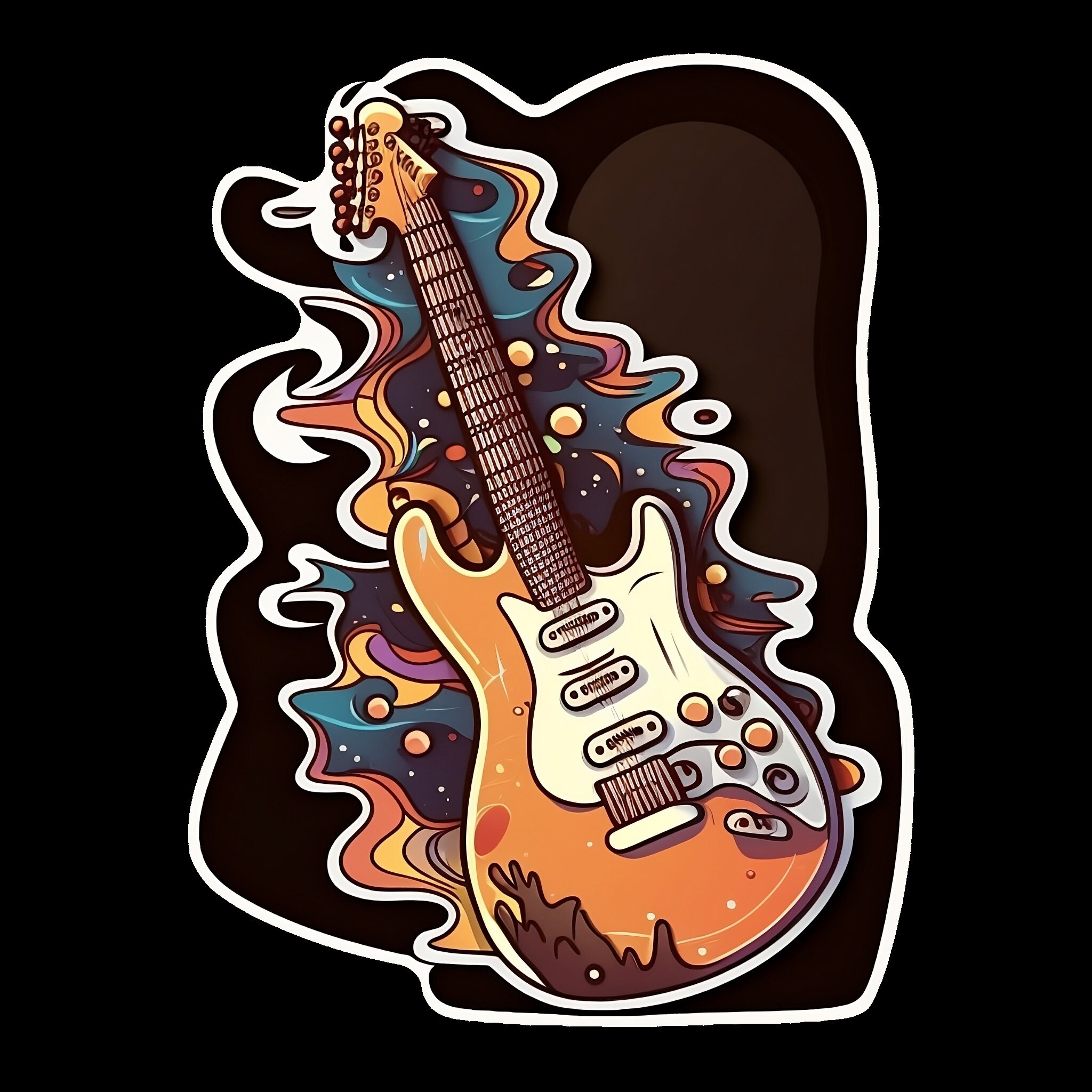 Guitar Sticker Animated Guitar Cartoon Sticker Laptop Decal Laptop ...