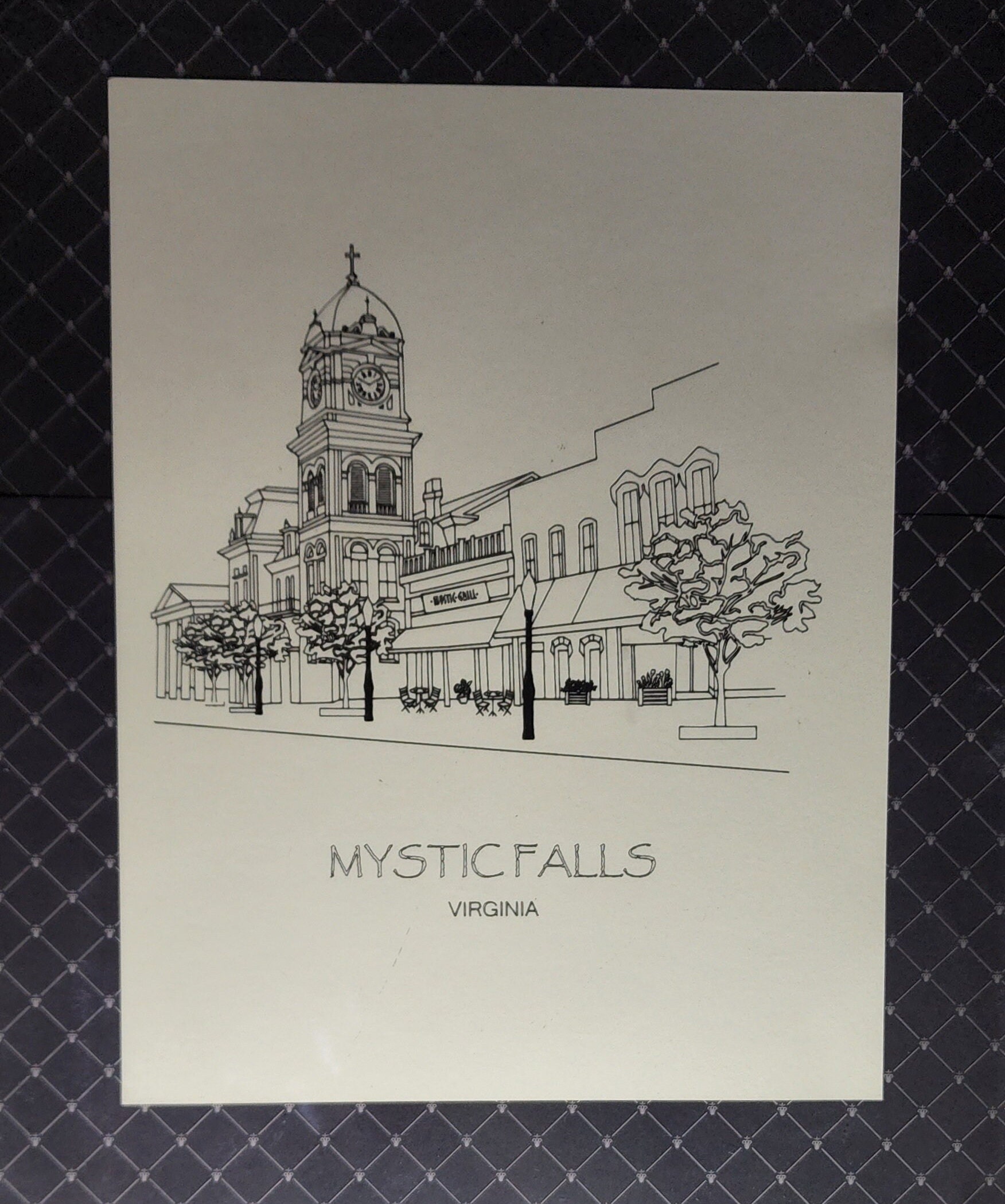 Mystic Falls (covington GA) Line Drawing TVD Fan Art - Etsy