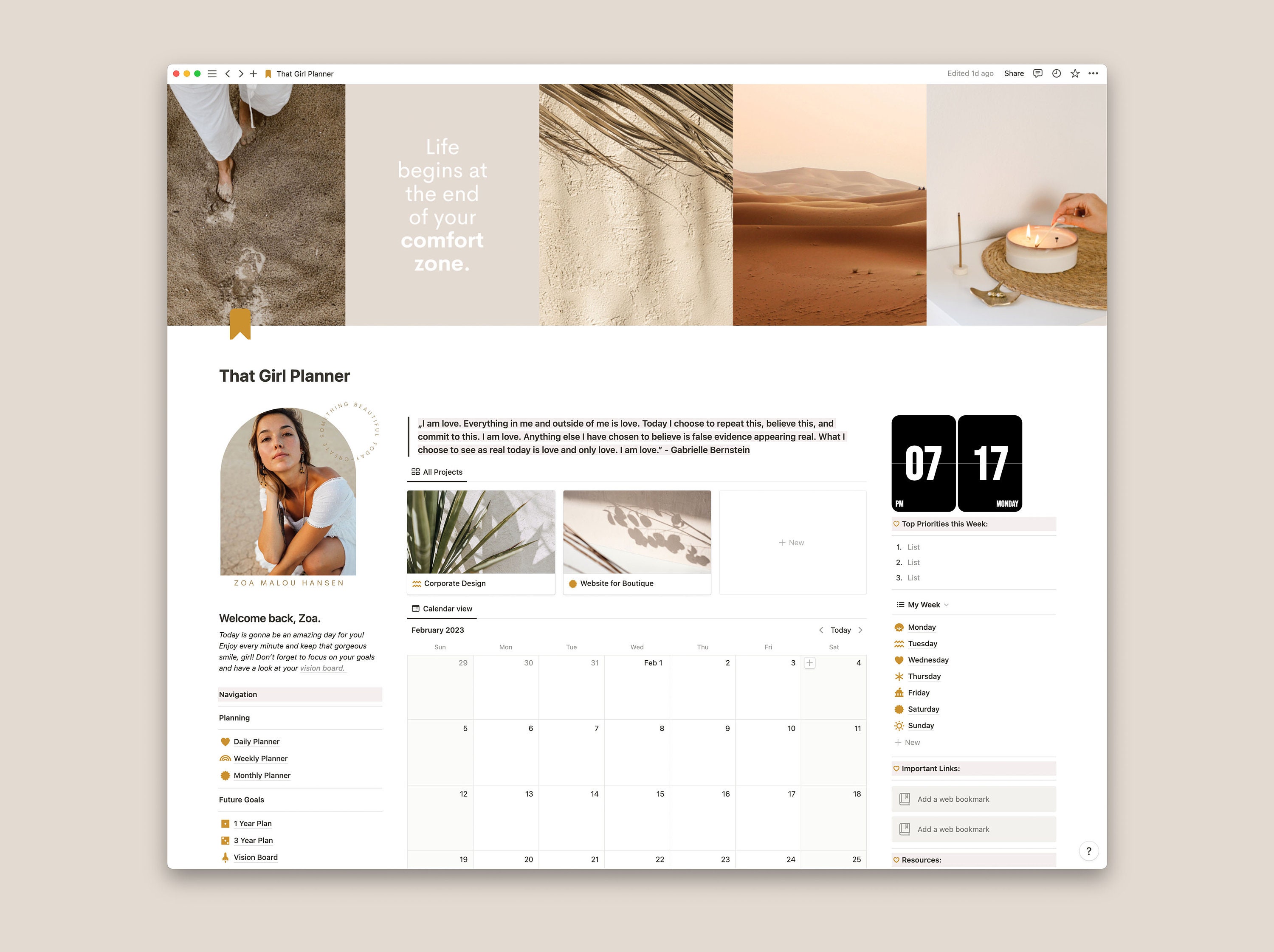 Notion Template That Girl Planner 2024 English Notion Dashboard ...