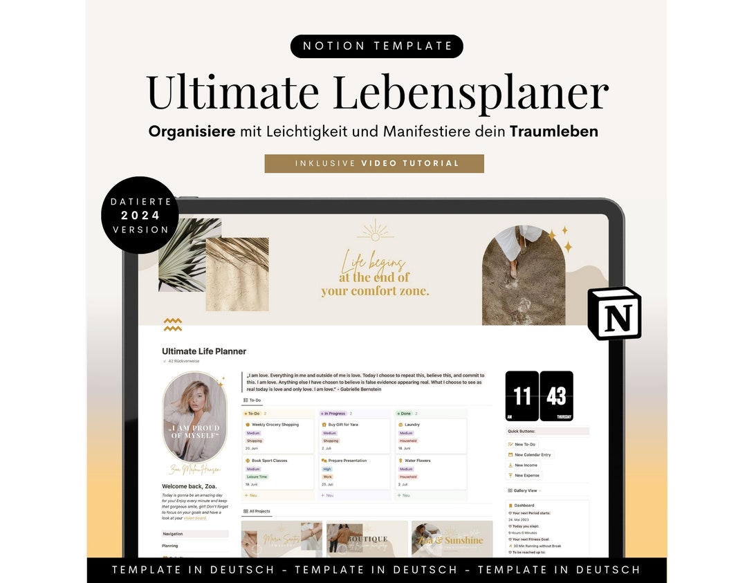 Notion Template Ultimate Life Planner 2024 German Notion Dashboard ...