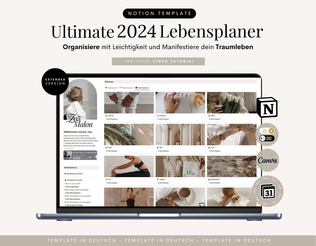 Notion Template Ultimate 2024 Life Planner German Notion Dashboard ...
