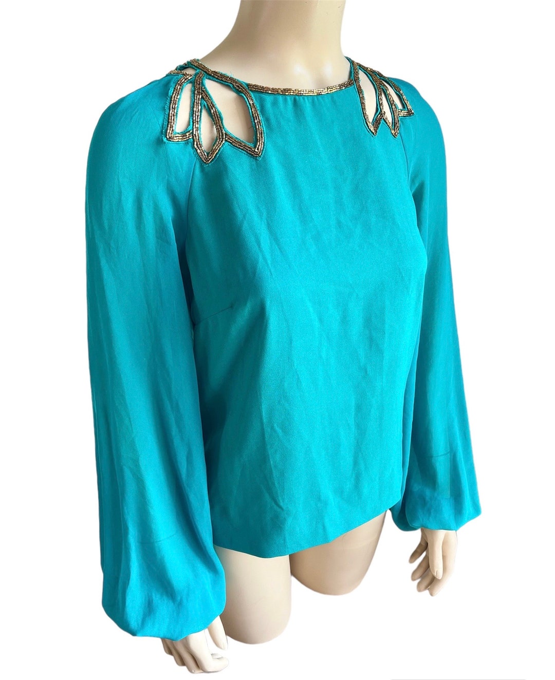 Vintage Remade Green Gold Beaded Top Size EU S US 6 - Etsy