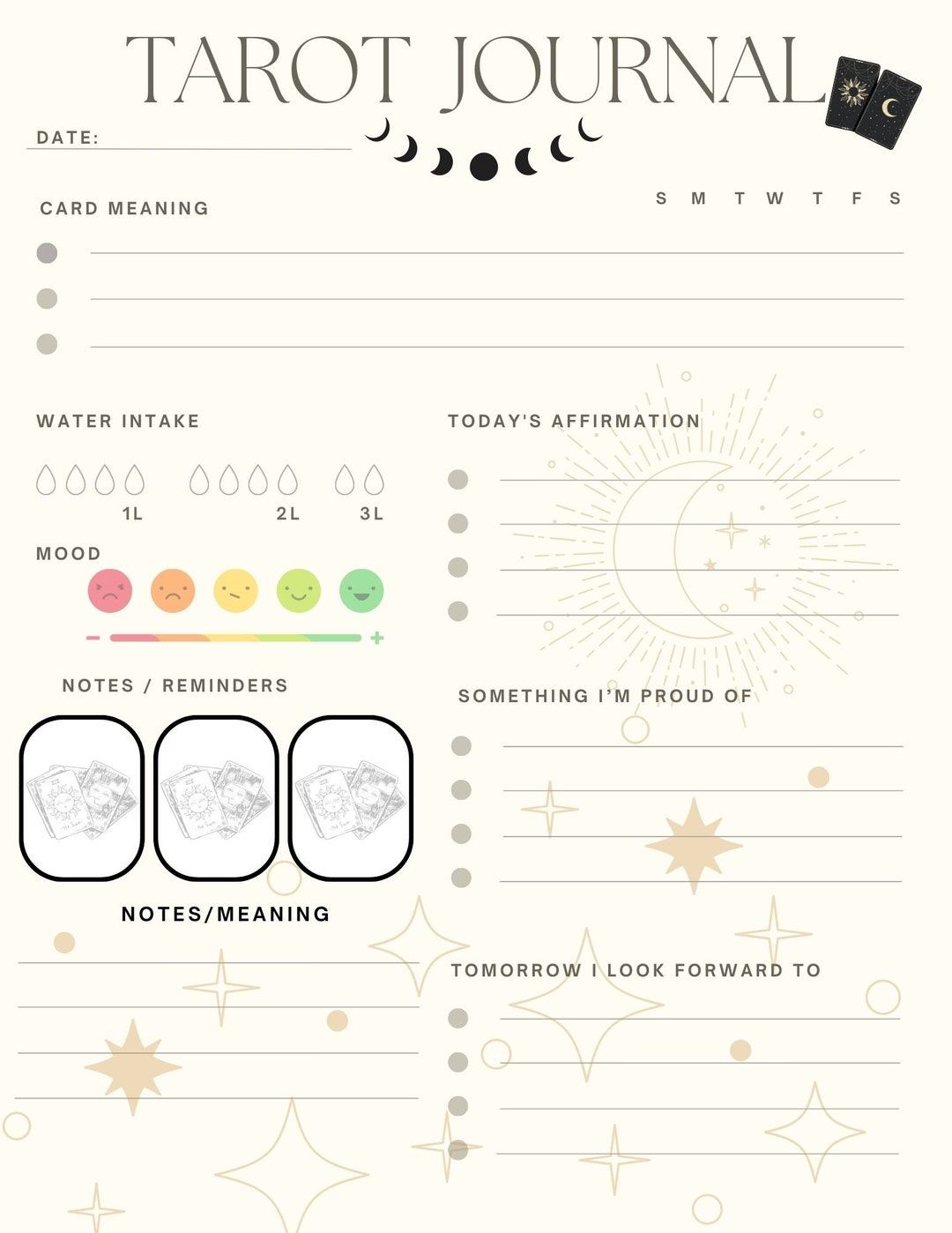 Daily Guided Tarot Journal- Undated - Etsy