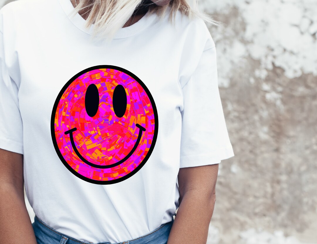 Pink Multi Color Smiley PNG File, Digital Download, 300dpi - Etsy