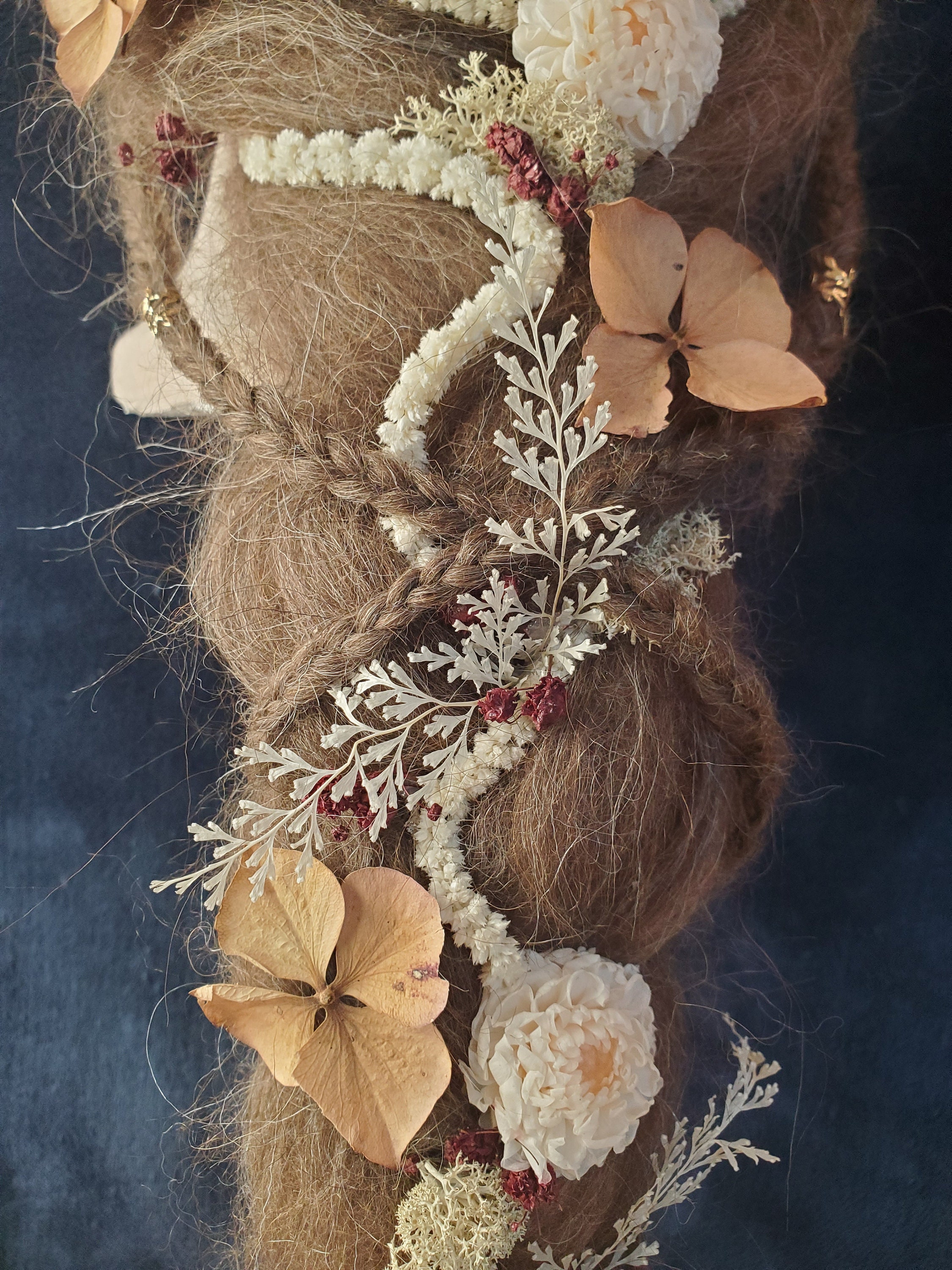 Floral Beard, Chestnut Color, With Real Preserved Flowers and Gold ...