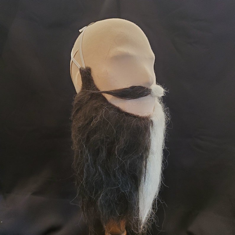 Two-tone Beard Black/white, Set With Mustache, Handmade Natural Hair ...
