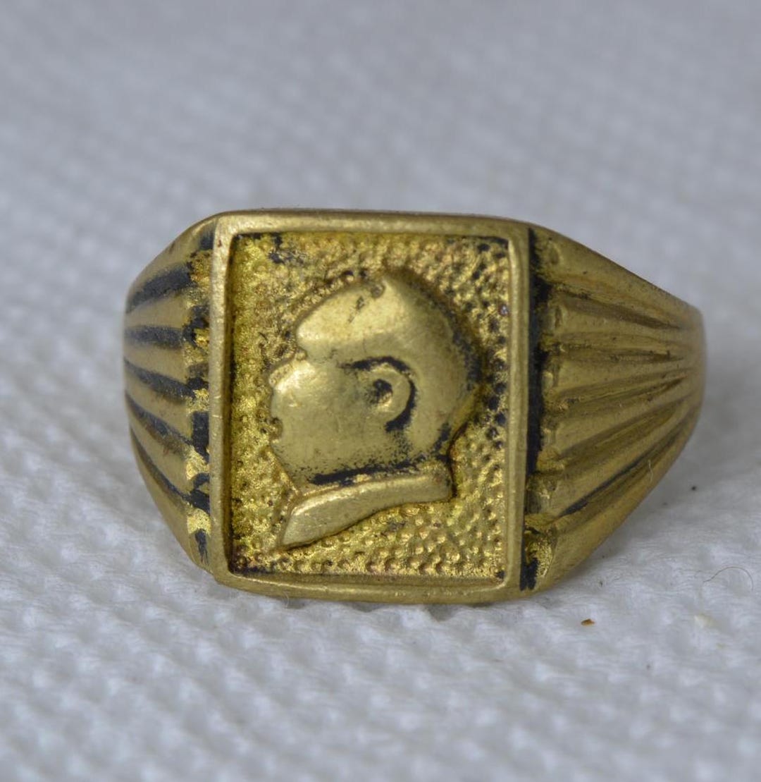 Vintage Bronze Signet Ring Stamped 18K – Antique Men's Jewelry With ...