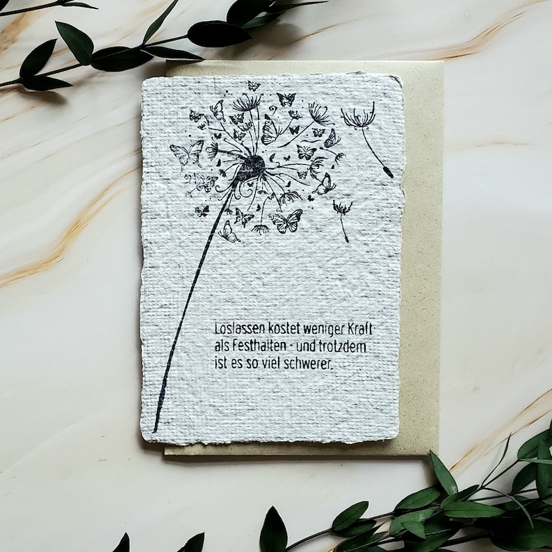 Trauerkarte Pusteblume mit Trauerspruch auf deutsch Karte zur ...