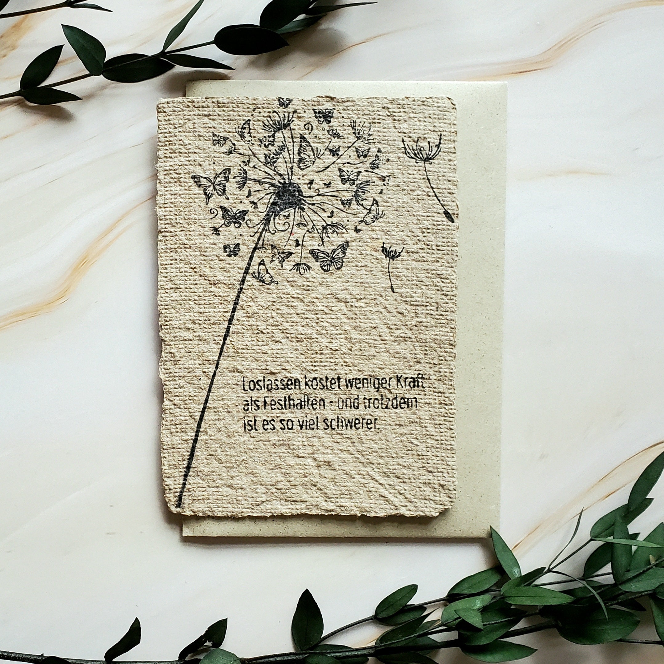 Trauerkarte Pusteblume mit Trauerspruch auf deutsch Karte zur ...