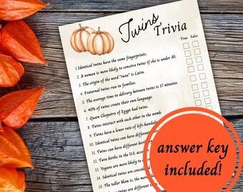 Twin Trivia, Twin Boys Baby Shower, Twins Trivia Game Printable, Baby ...