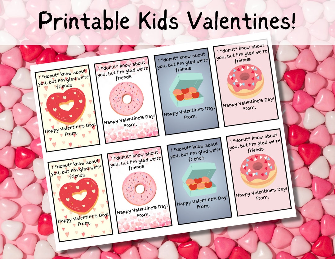 Donut Valentines, Valentine's Day for Kids, Classroom Valentines, Kids ...