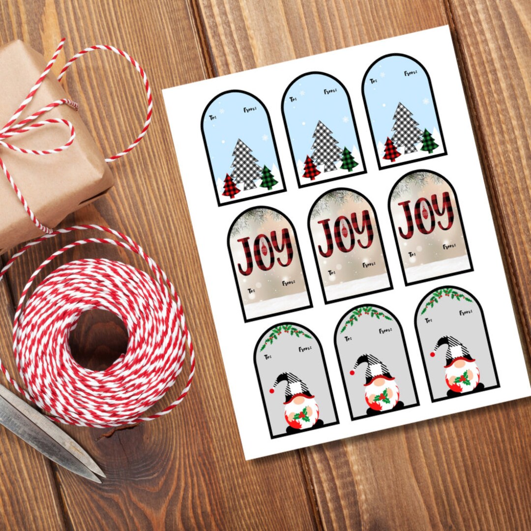 Plaid Christmas Gift Tags, Buffalo Plaid Name Tags, Christmas Gift Tags ...