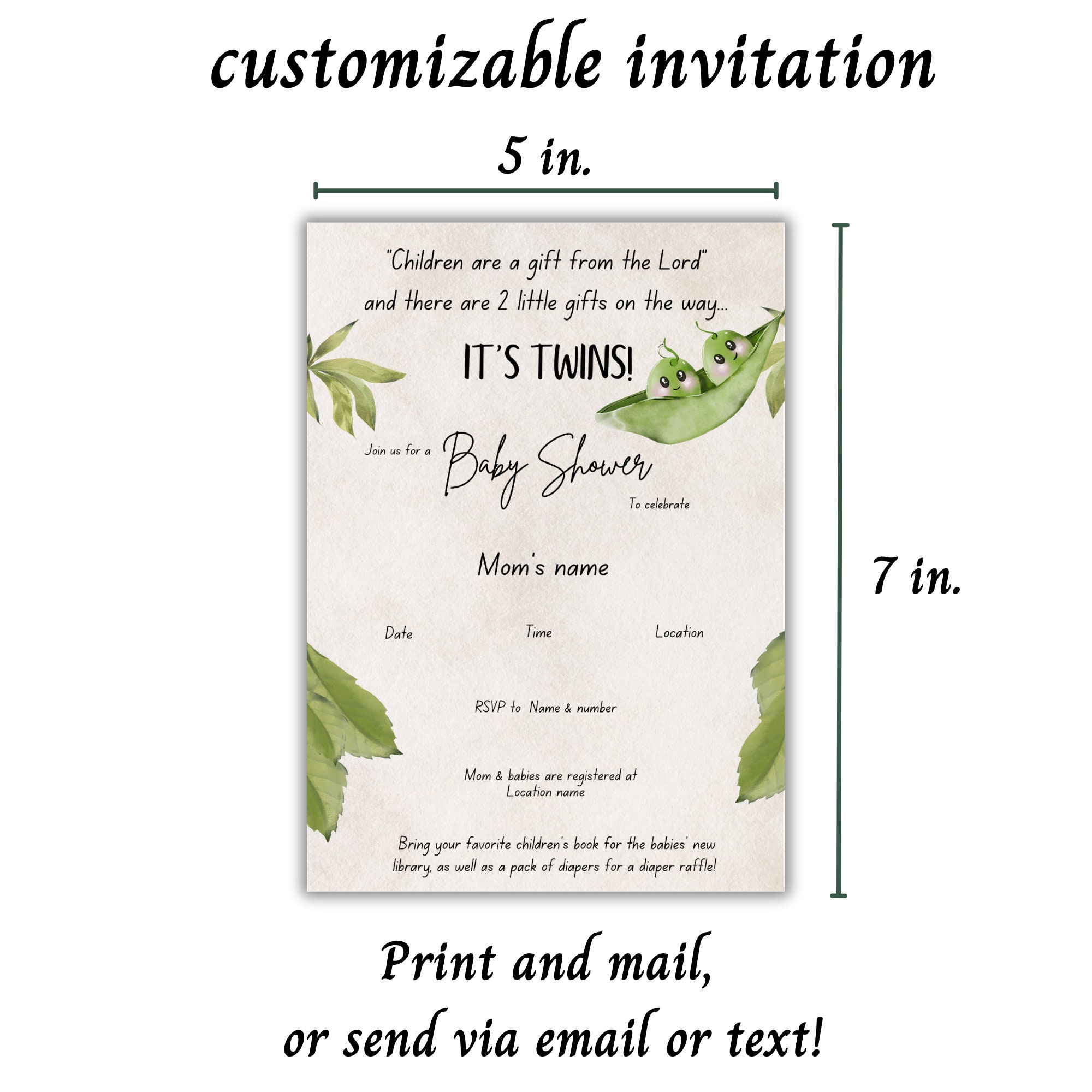 2 Peas in a Pod Baby Shower Invitation, Twin Boys Baby Shower, Two Peas ...