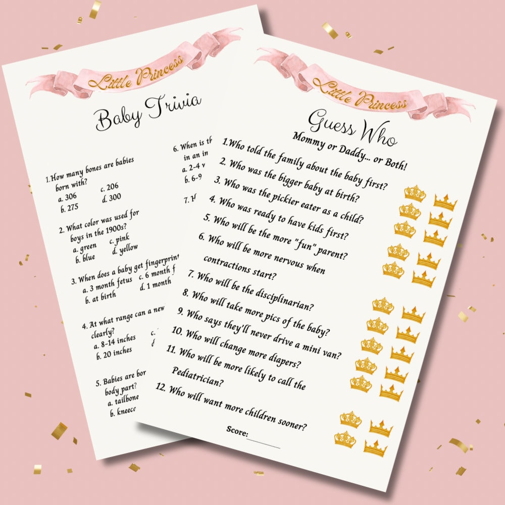 Little Princess Baby Shower Printable Baby Shower Games - Etsy