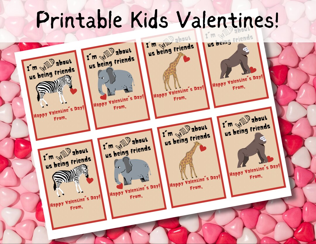Printable Animal Valentines, Valentine's Day, Classroom Valentines ...