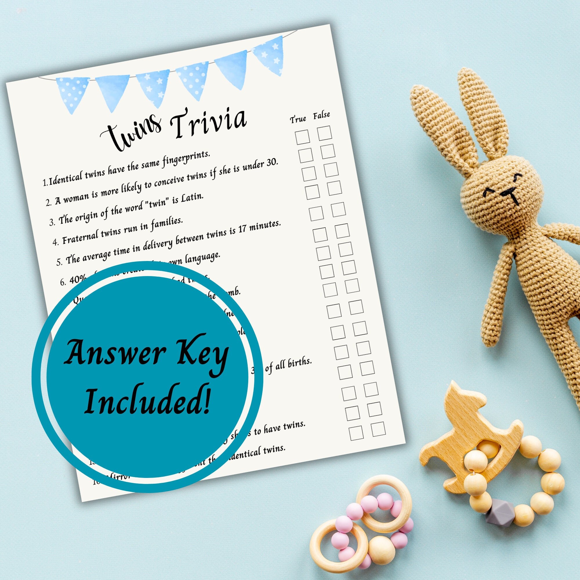 Twin Trivia, Twin Boys Baby Shower, Twins Trivia Game Printable - Etsy