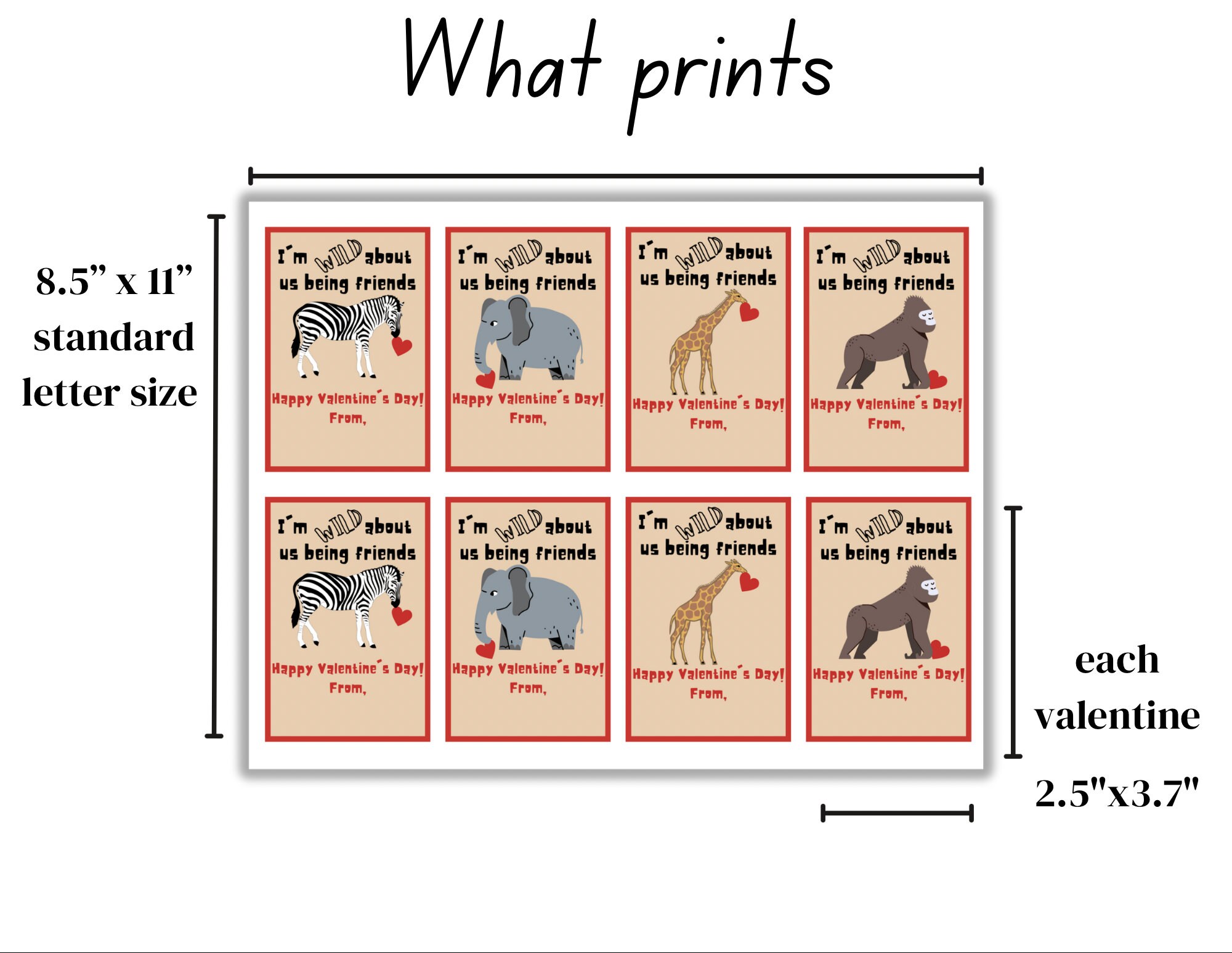 Printable Animal Valentines, Valentine's Day, Classroom Valentines ...