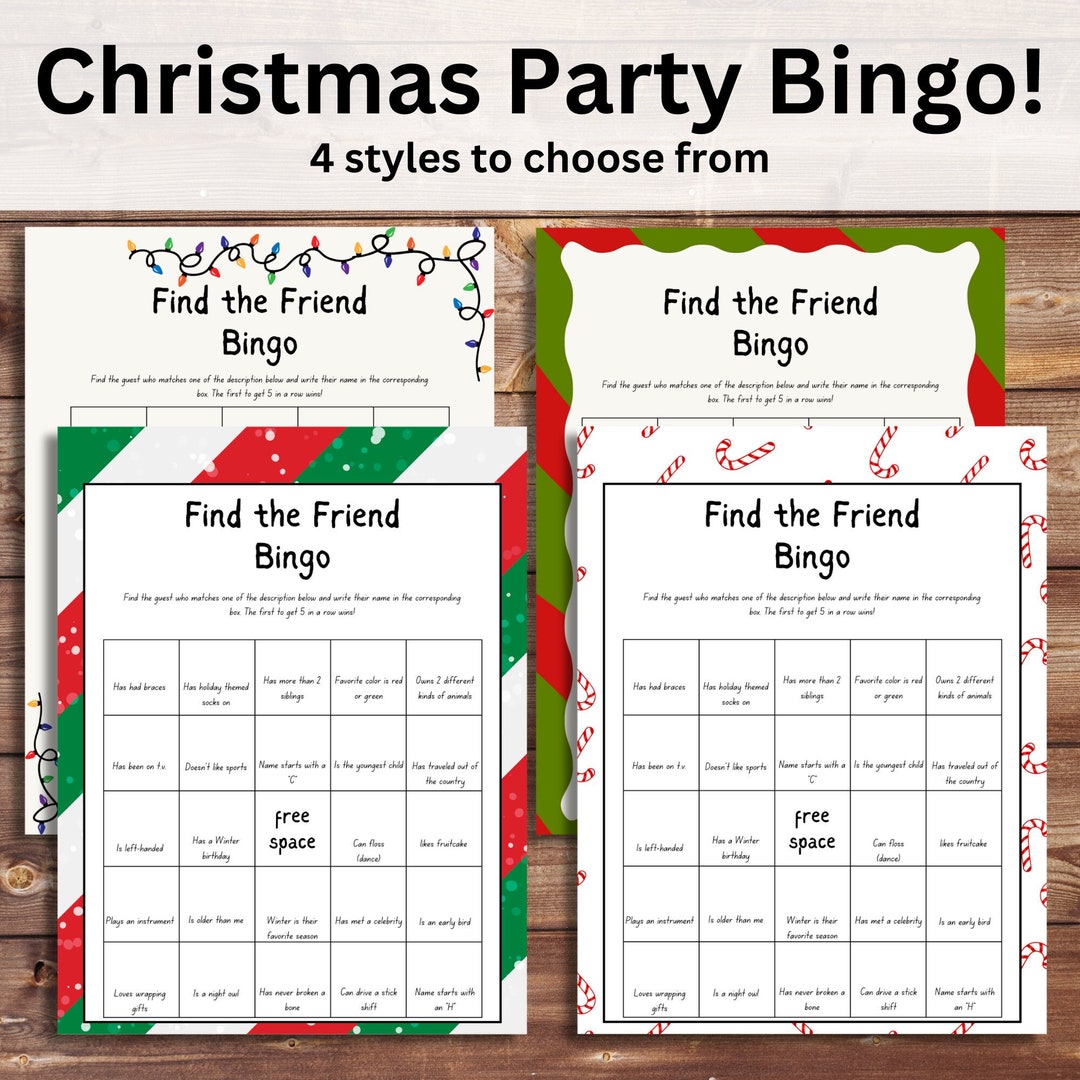 Christmas Party Games Christmas Bingo Printable Games - Etsy