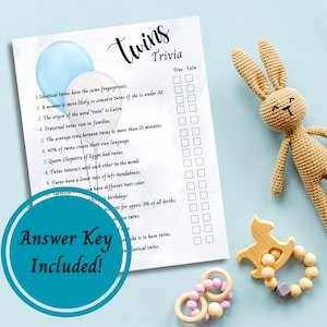 Twin Trivia, Twin Boys Baby Shower, Twins Trivia Game Printable, Baby ...