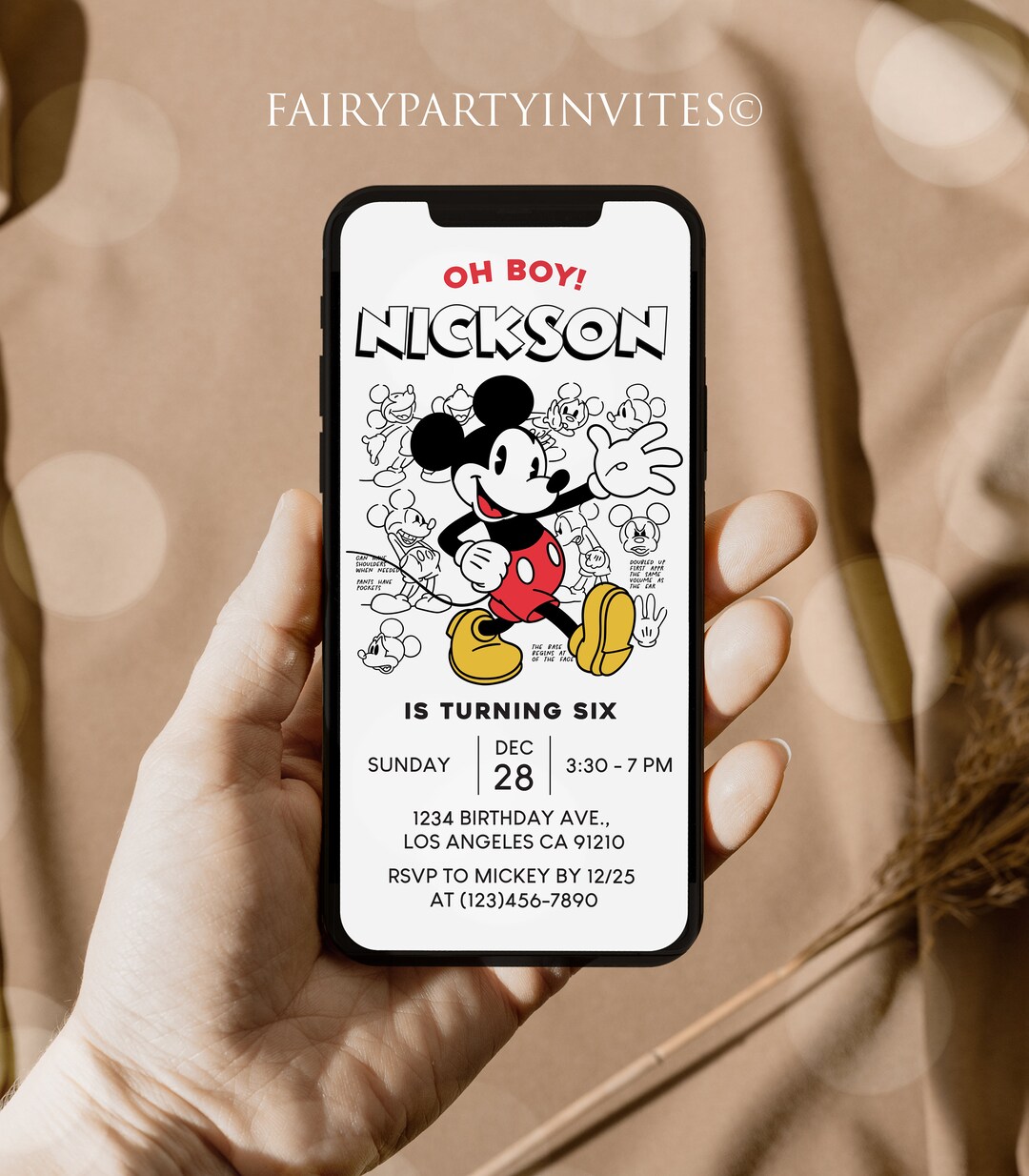 Mickey Mouse Invitation Template, Mickey Mouse Party Electronic ...