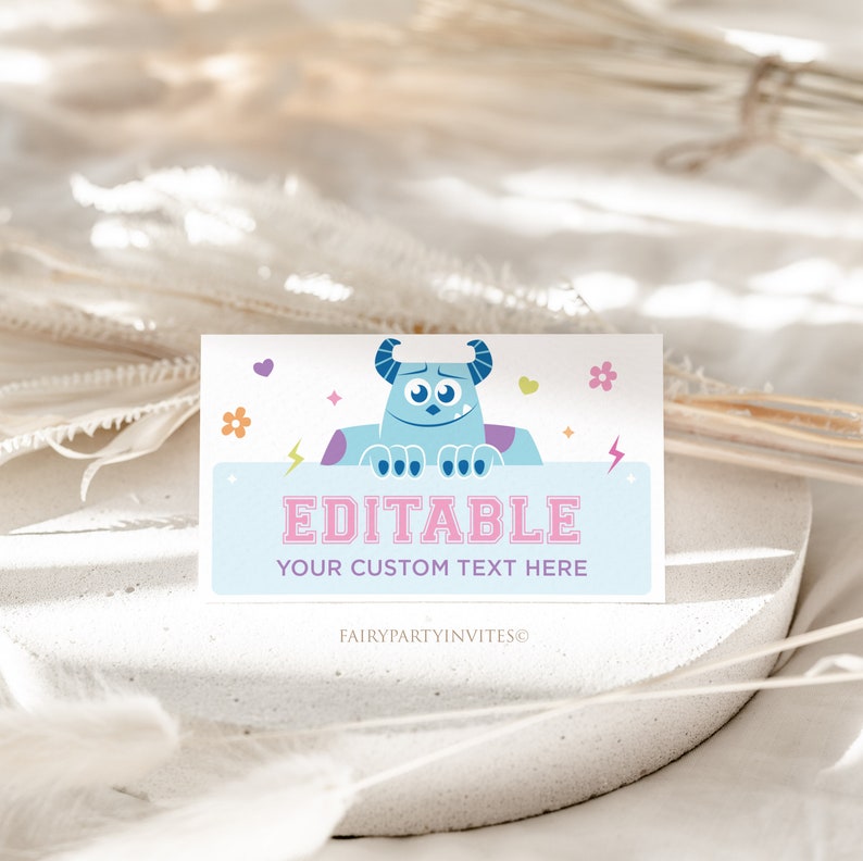 Monsters Inc. Place Card Template: Editable Food Tent (digital Download ...