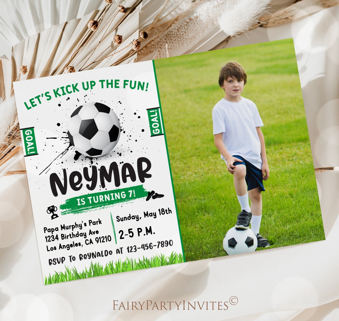 Soccer Digital Birthday Invitation Template Printable, Soccer Football ...