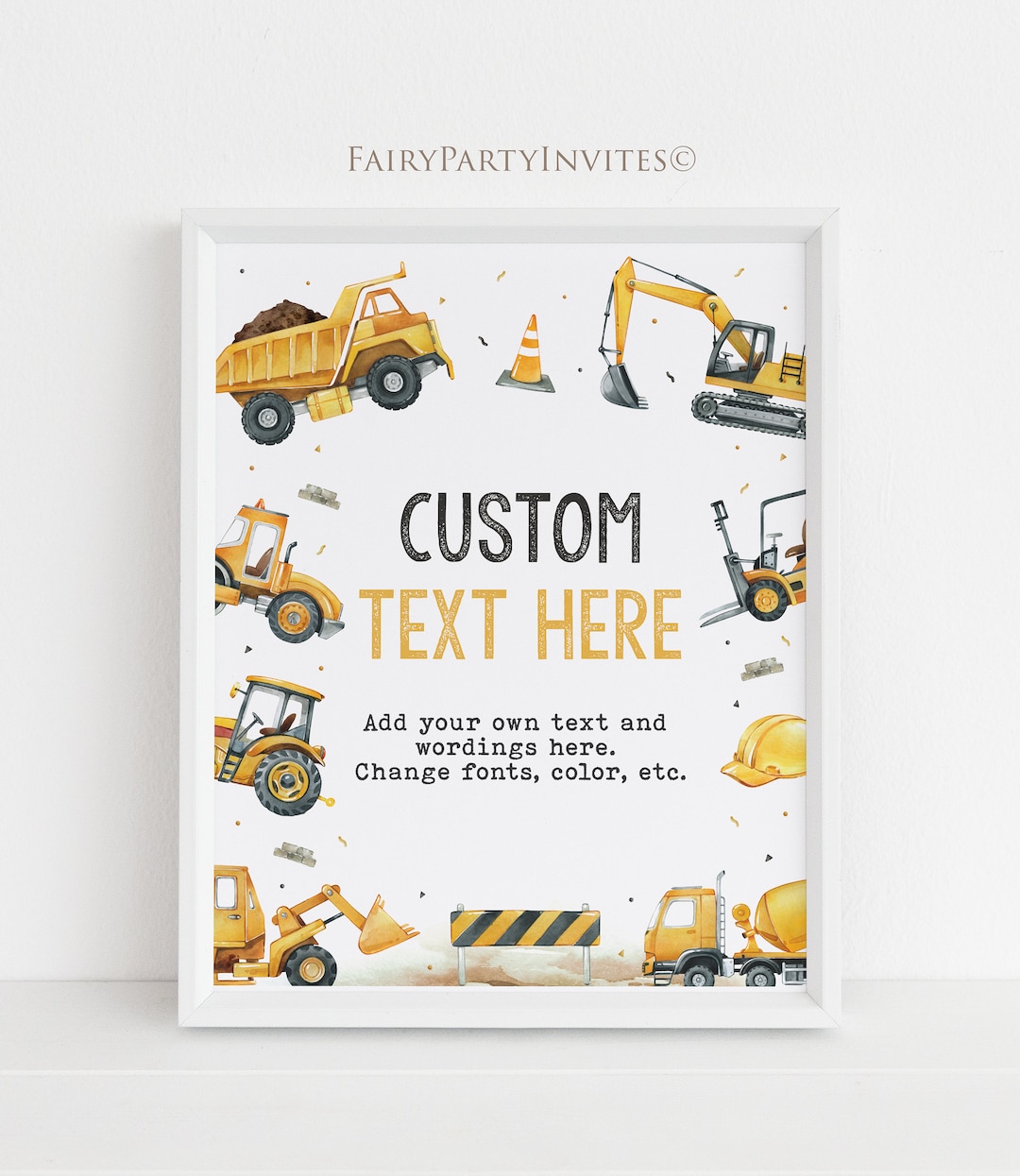 Construction Birthday Party Table Sign: Editable Template (digital ...