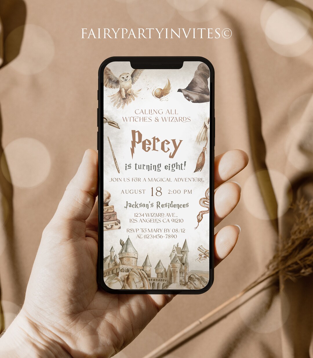 Wizard Phone Birthday Invitation Template, Wizard Birthday Electronic ...