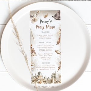 Wizard Birthday Party Menu Template, Printable Wizard Birthday Menu ...