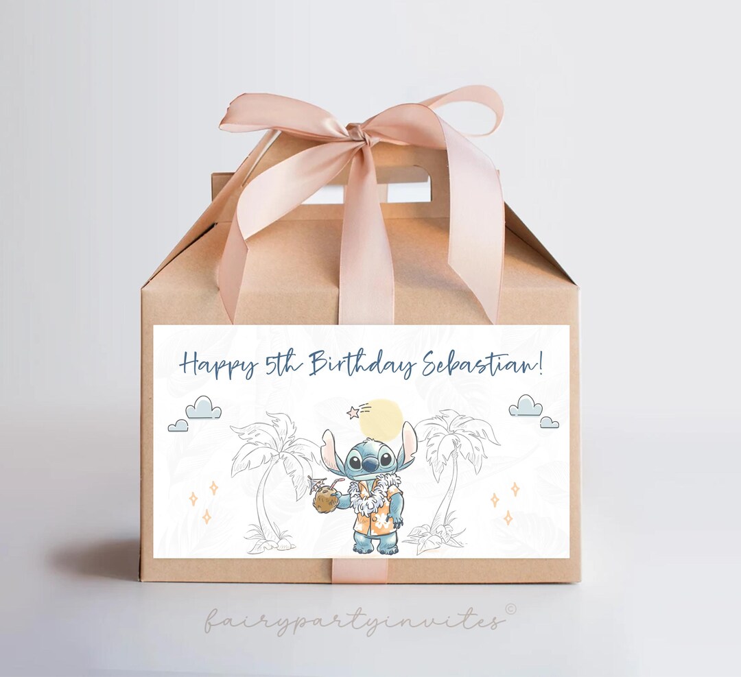 Lilo and Stitch Gable Box Label, Lilo and Stitch Favor Treat Box Label ...