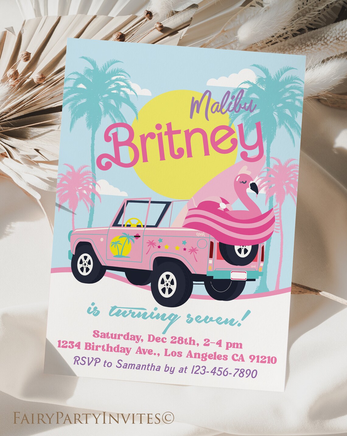 Malibu Birthday Invitation Template: Fashion Doll Party (editable) - Etsy