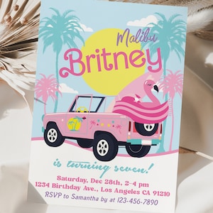 Malibu Birthday Invitation Template, Malibu Fashion Doll Invitation ...