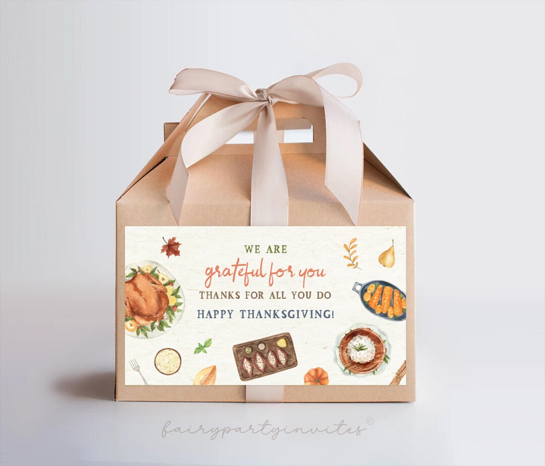 Thanksgiving Gable Box Label, Thanksgiving Favor Treat Box ...