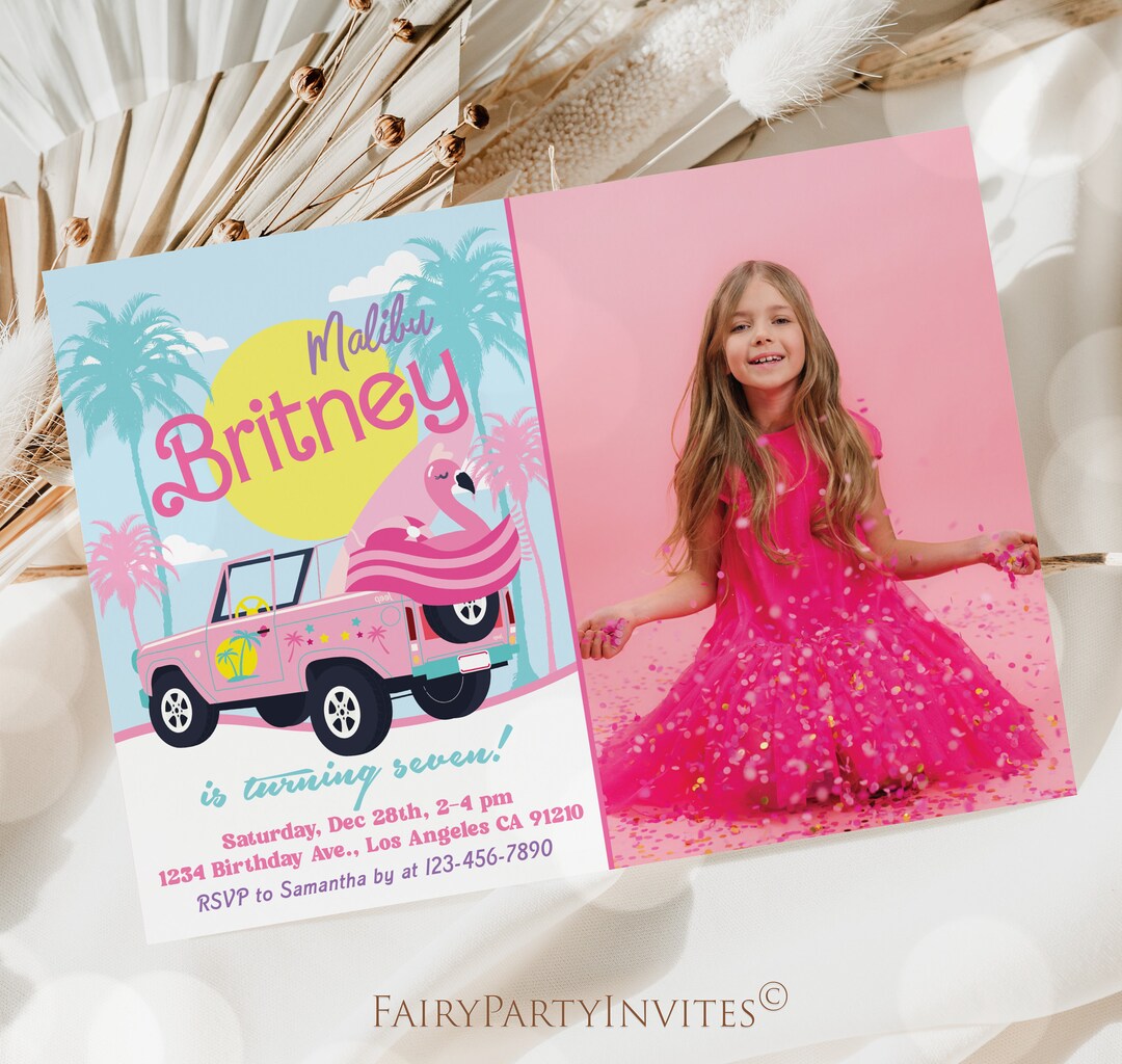 Malibu Birthday Invitation Template: Fashion Doll Party (editable) - Etsy