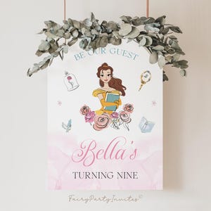Belle Welcome Banner, Beauty and the Beast Welcome Board, Belle ...