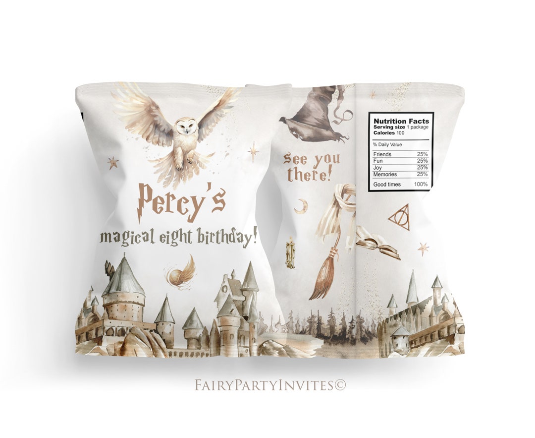 Wizard Chip Bag Label Template, Wizard Magic School Snack Bag Label ...