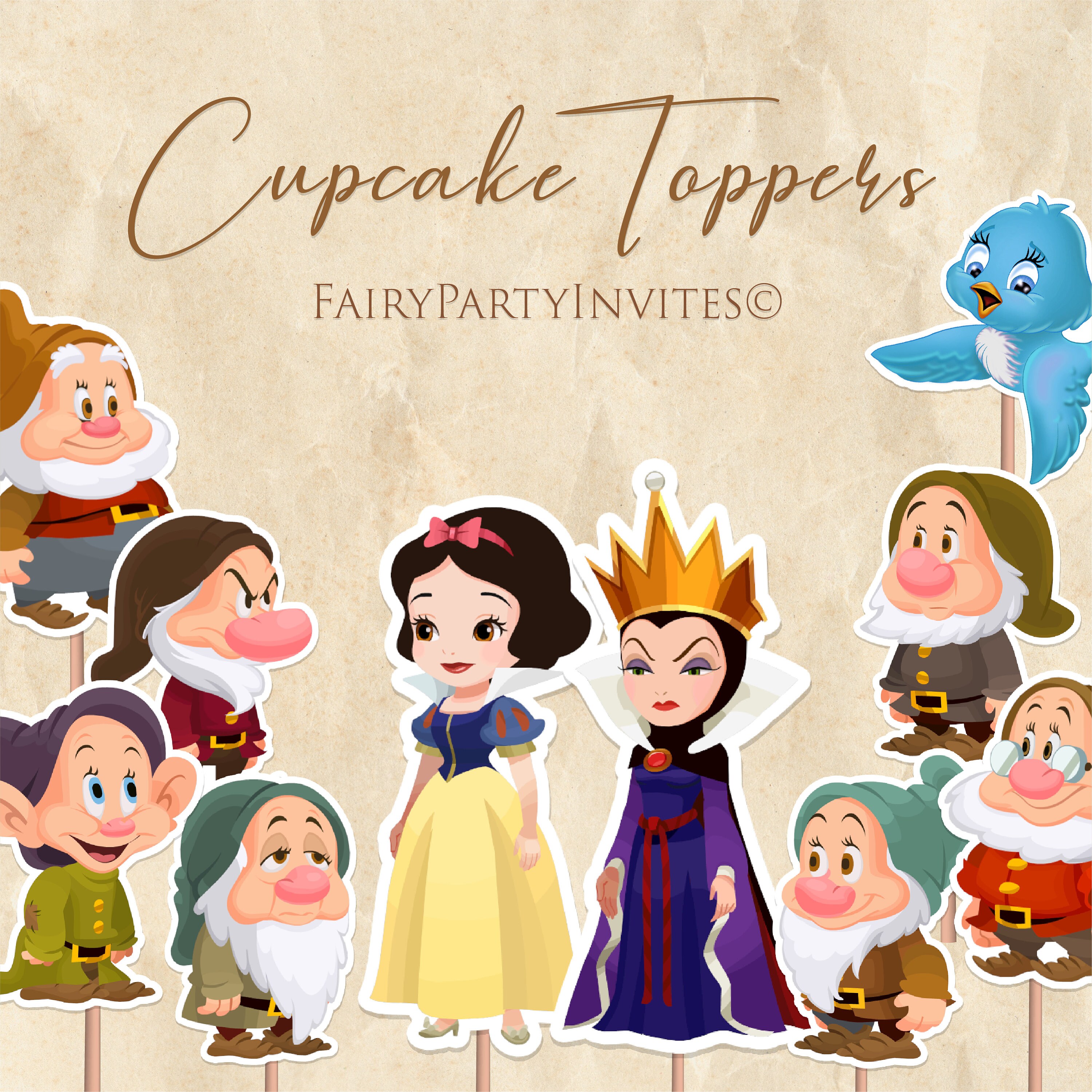 Snow White Cupcake Topper Snow White Printable Cupcake - Etsy