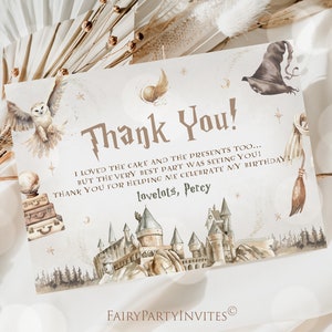 Wizard Thank You Card Template: Magic School Birthday (editable ...