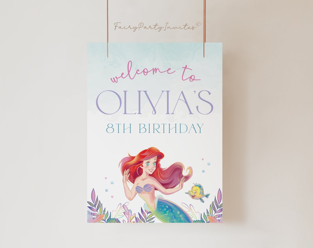 Little Mermaid Welcome Sign: Editable Birthday Party Banner (digital ...